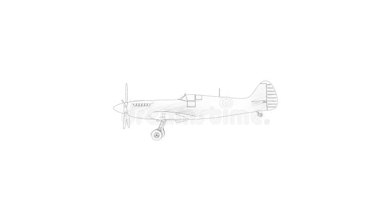 3d Rendering Multiple Technical Drawing Views of a Spitfire Stock ...