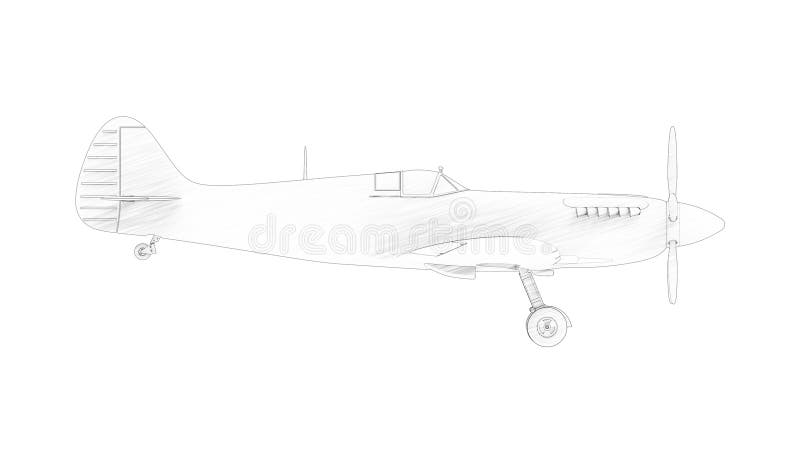 3d Rendering Multiple Technical Drawing Views of a Spitfire Stock ...