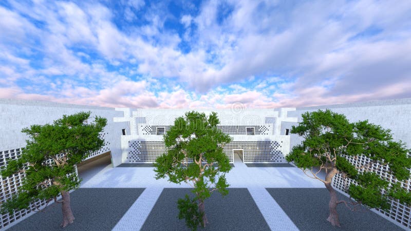 3D Rendering of the Museum Courtyard Stock Illustration - Illustration ...