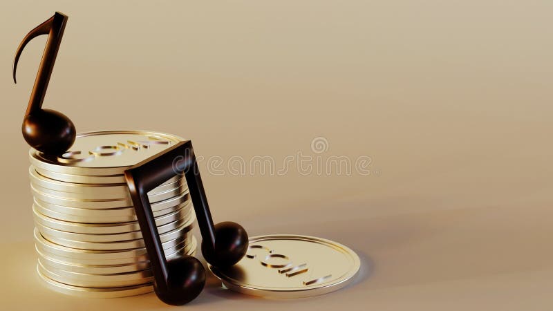 3d Rendering of Musical Notes on Top of Pile of Coins Stock ...