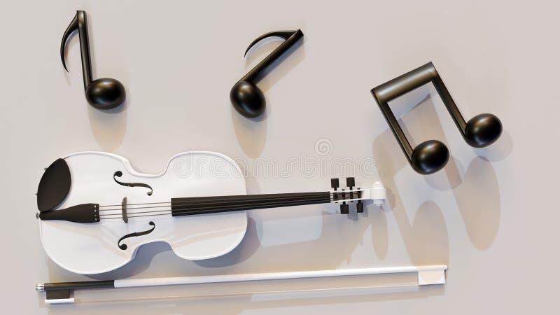 Scattered Musical Notes and White Violin Stock Illustration ...