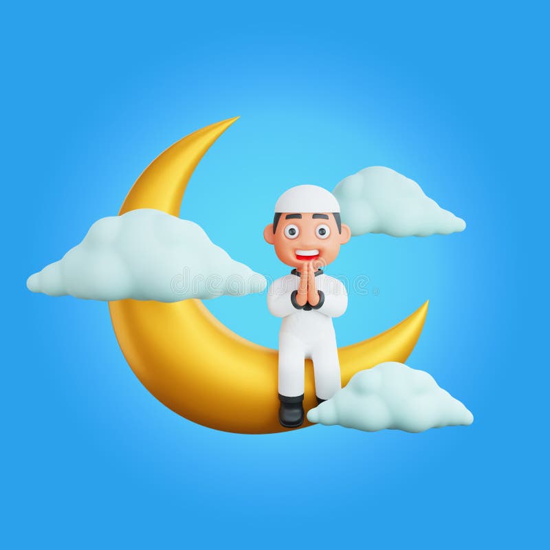 3D Rendering of a Muslim Character with the Gesture of Salam Stock ...