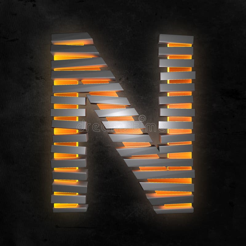 3D Rendering of the N Letter Made of Cold and Hot Steel Stock ...