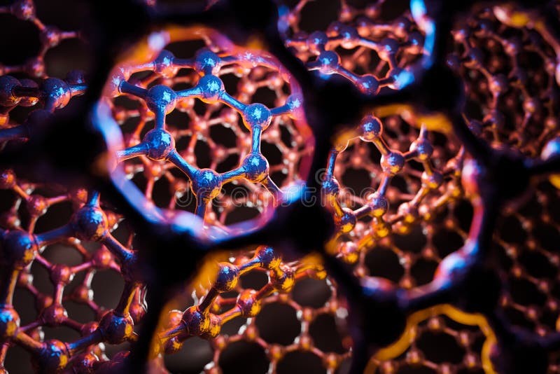 3D Rendering of Nanotube Structure, Orange Science Background Stock ...