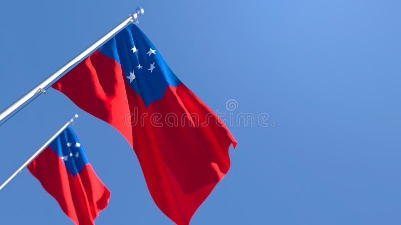 3D Rendering of the National Flag of Samoa Waving in the Wind Stock ...