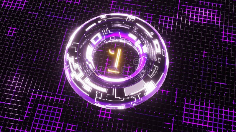 3D Rendering. Neon Bright Glowing Countdown Timer from 10 To 0 Seconds ...