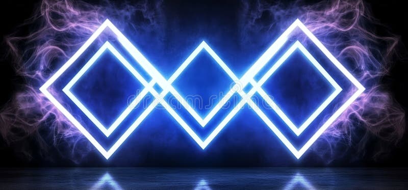 In this 3D Rendering, a Neon Fluorescent Rectangle Shaped Path is Set ...
