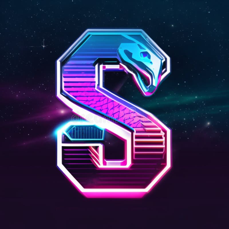 3d Rendering of a Neon Letter S in the Shape of a Snake AI Generated ...