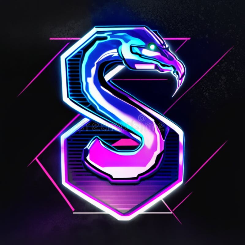 3D Rendering of a Neon Letter S in the Shape of a Snake. Generative AI ...