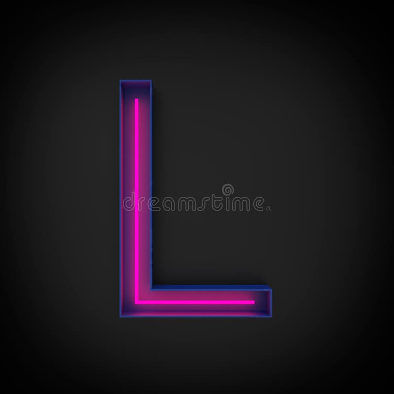 3d Rendering, Neon Red Capital Letter L Lighted Up, Inside Blue Letter ...