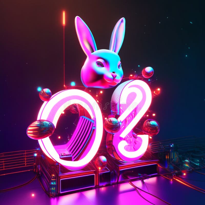 3d Rendering of a Neon Sign with the Number 2022 and Rabbit AI ...