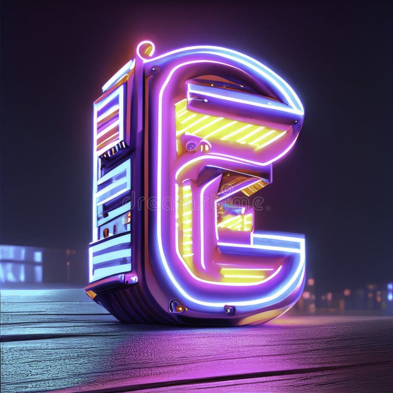 Neon Letter M in Neon Style. Vector Illustration on Dark Background ...