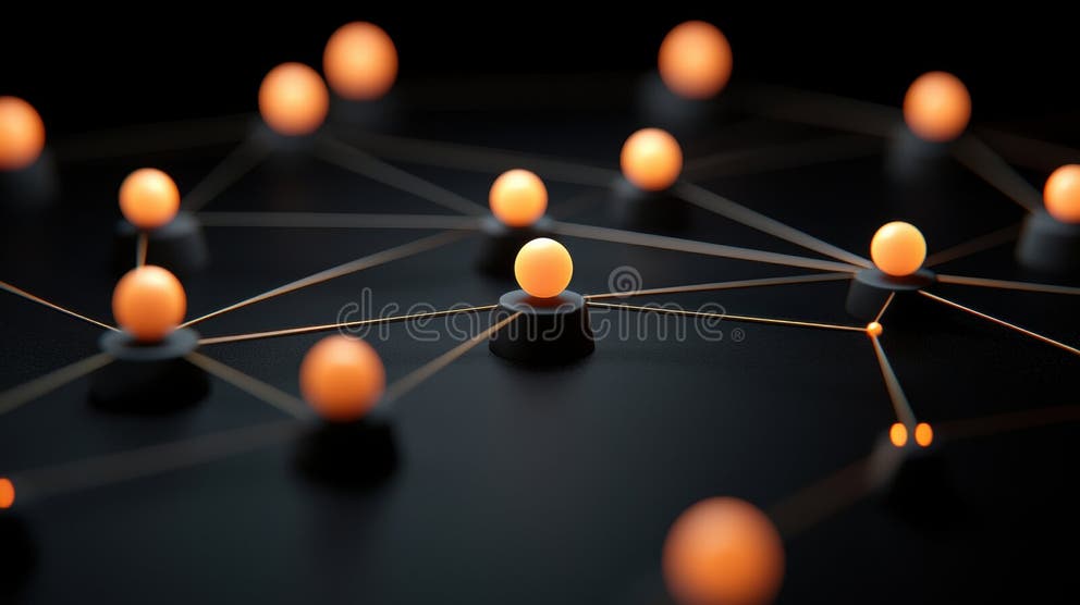 A 3D Rendering of a Network of Interconnected Spheres. Stock ...