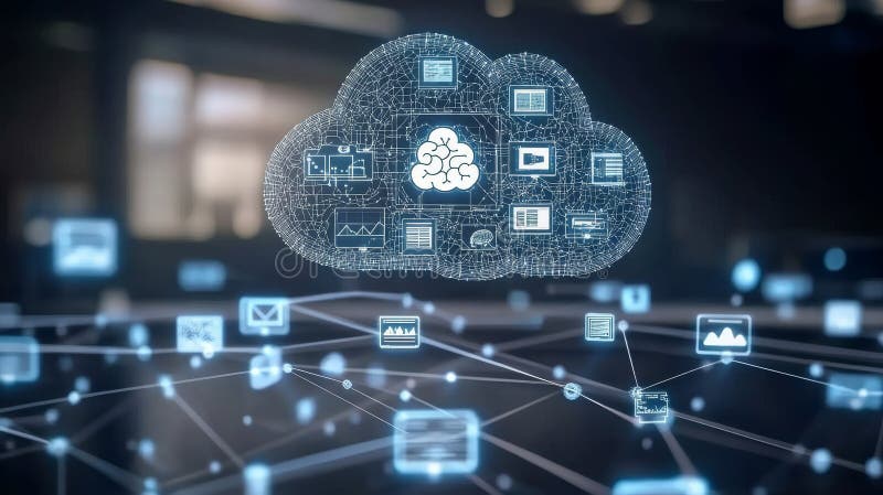 3D Rendering of a Neural Brain Network with Glowing Connections and ...