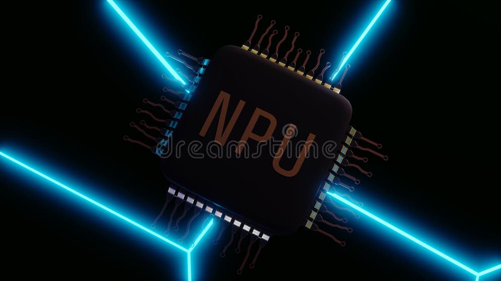 3d Rendering Of Neural Processing Unit Called Npu Processor Stock