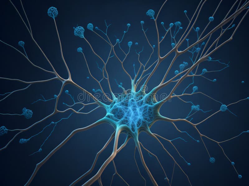 3D Rendering of a Neuron Cell with Neurons and the Nervous System ...