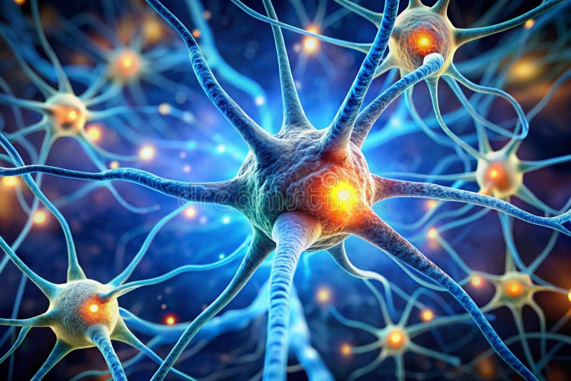 3D Rendering of Neuron and Neural Network Stock Illustration - Illustration of intelligence ...