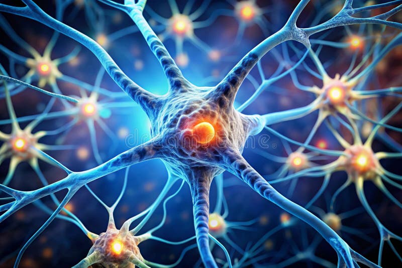 3D Rendering of Neuron and Neural Network Stock Illustration ...