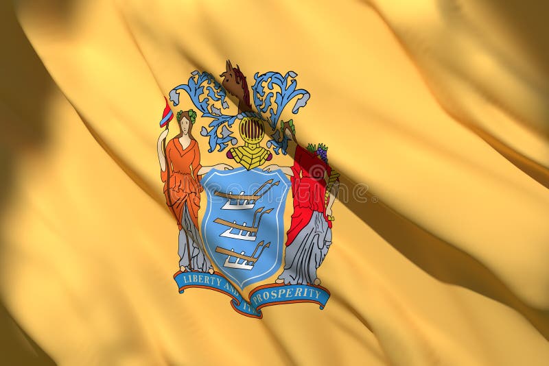 3d Rendering of New Jersey State Flag Stock Illustration - Illustration ...