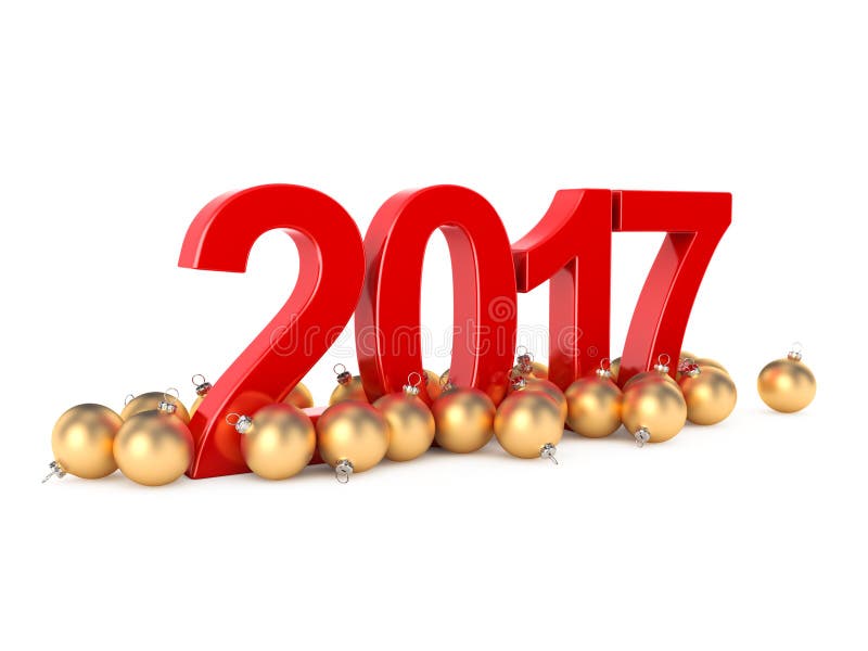3D Rendering 2017 New Year Red Digits Stock Illustration - Illustration ...