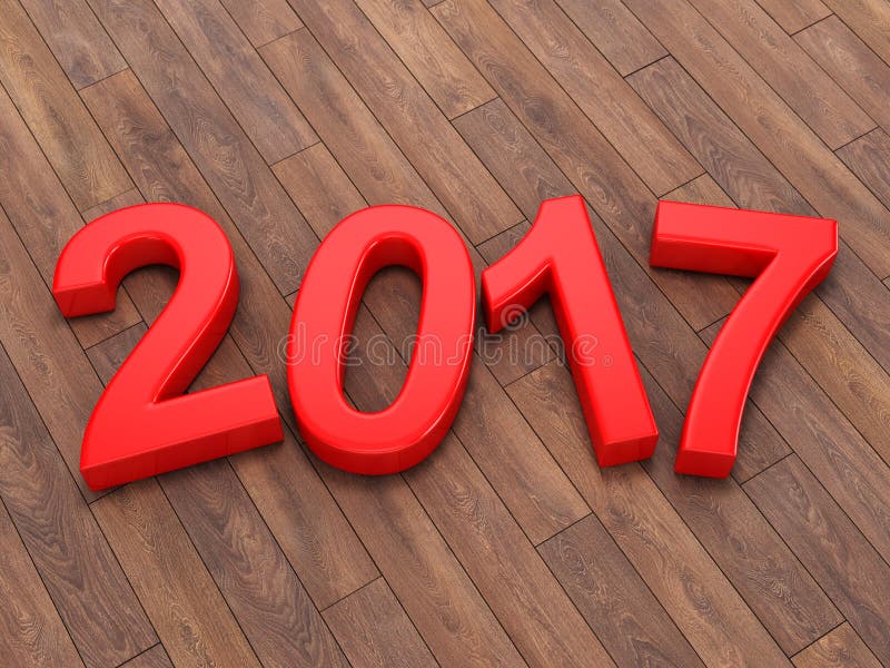3D Rendering 2017 New Year Red Digits Stock Illustration - Illustration ...