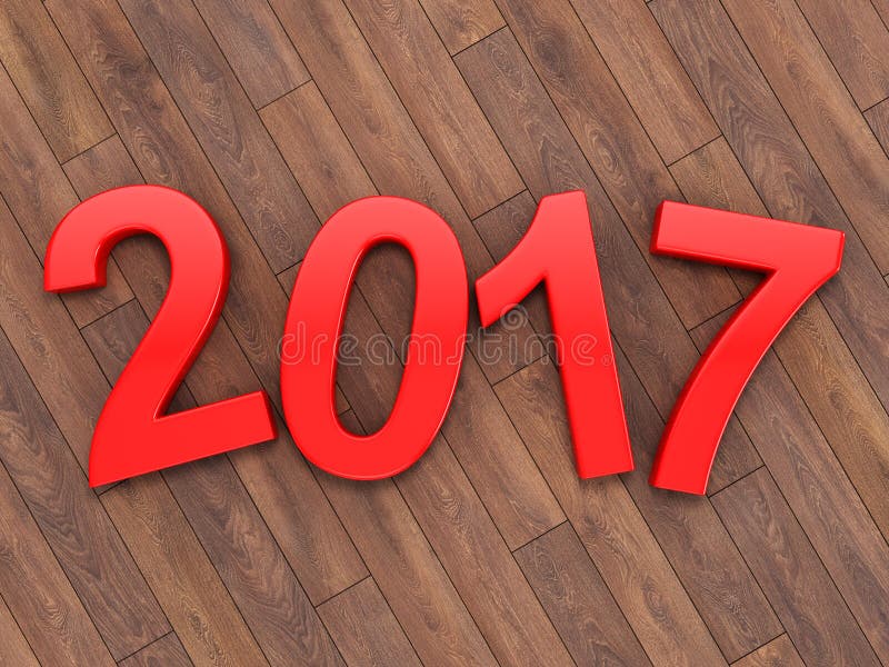 3D Rendering 2017 New Year Red Digits Stock Illustration - Illustration ...