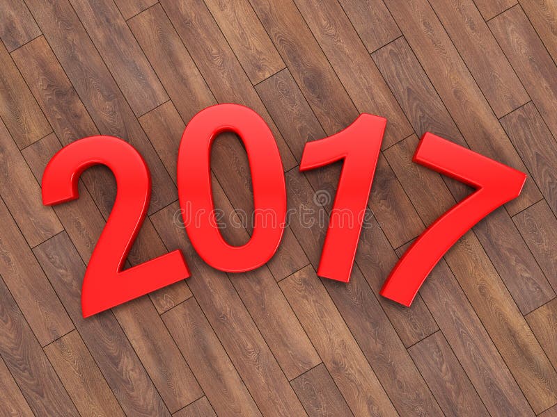 3D Rendering 2017 New Year Red Digits Stock Illustration - Illustration ...
