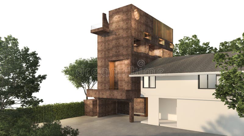 3d Rendering Nice Brick Building with Geometry Design Building with ...