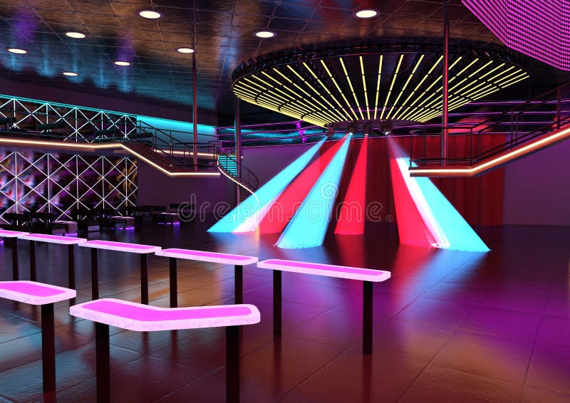 3D Rendering Nightclub stock illustration. Illustration of indoor ...