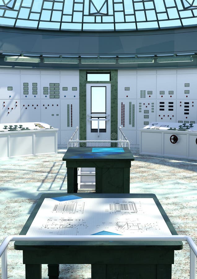 3D Rendering Nuclear Power Plant Control Room Stock Illustration ...