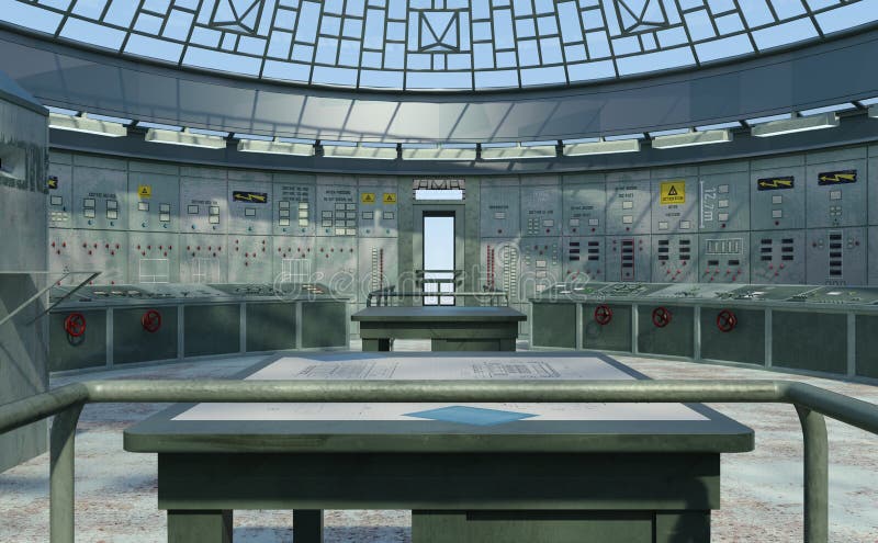 3D Rendering Nuclear Power Plant Control Room Stock Illustration ...