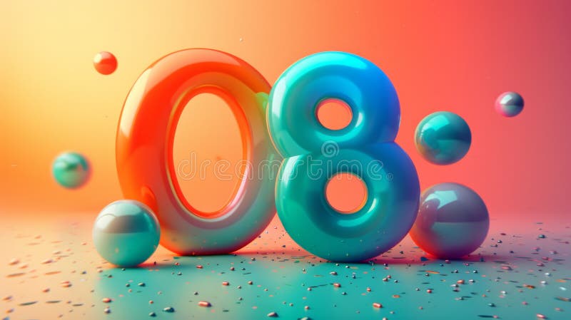 A 3d Rendering of a Number Eight with Colorful Balls, AI Stock ...