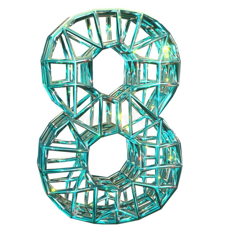 3d number 8 in glass stock illustration. Illustration of bold - 5212773