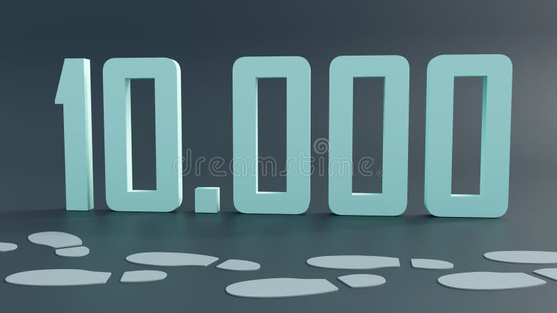 A 3d Rendering of the Number "10.000" and the Footprints Stock ...