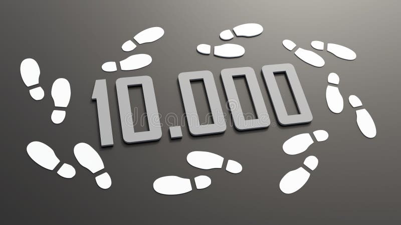 A 3d Rendering of the Number "10.000" and the Footprints Stock ...