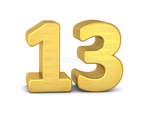 3d number 13 gold stock illustration. Illustration of sign - 137357518