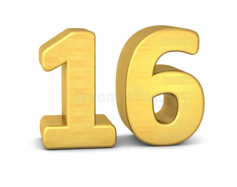 3d number 16 gold stock illustration. Illustration of sign - 137357563