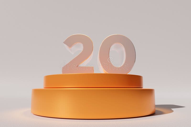 3D Rendering of Number 20 on Golden Stage Stock Illustration ...