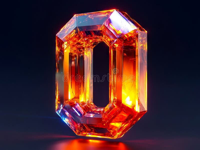 A 3D Rendering of the Number 0 Made of Orange and Yellow Crystals Stock ...