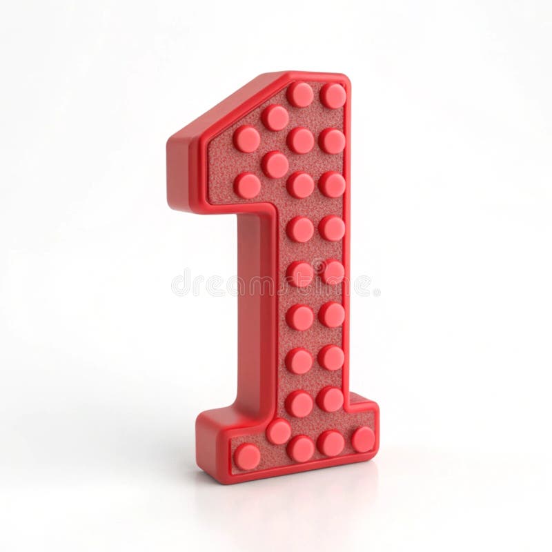 3D Rendering of a Number 1 Made from Rubber Dots on Transparent ...