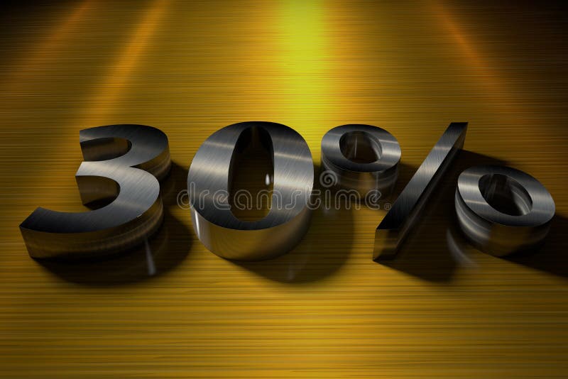 3D Rendering Number 30 with a Metal Texture Stock Image - Image of ...