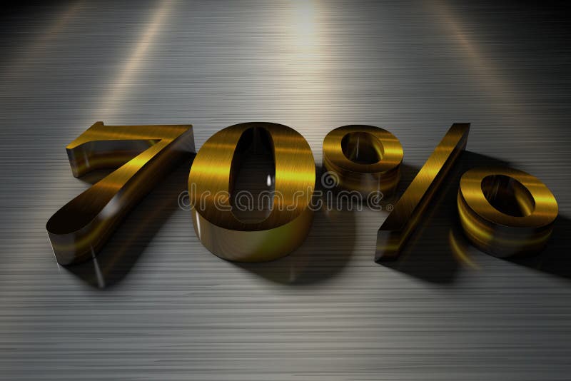 3D Rendering Number 70 with a Metal Texture Stock Illustration ...