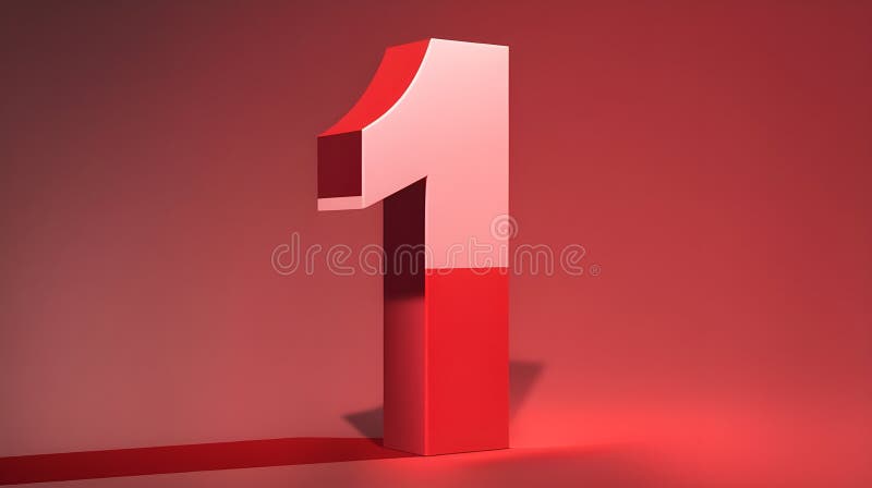 3D Number One Red Gradient Minimalist Design Stock Illustration ...