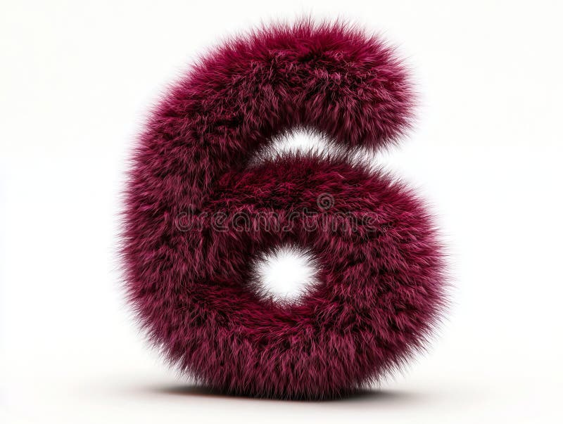 A 3D Rendering of the Number Six Made of Red Fur Stock Illustration ...
