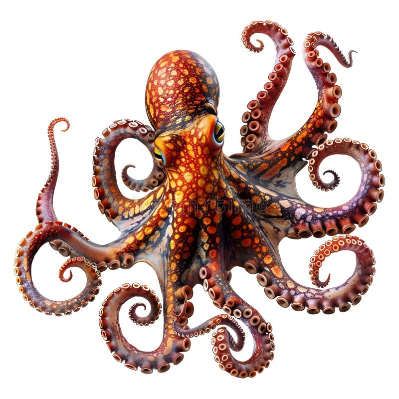 3D Rendering of a Octopus on Transparent Background - Ai Generated ...