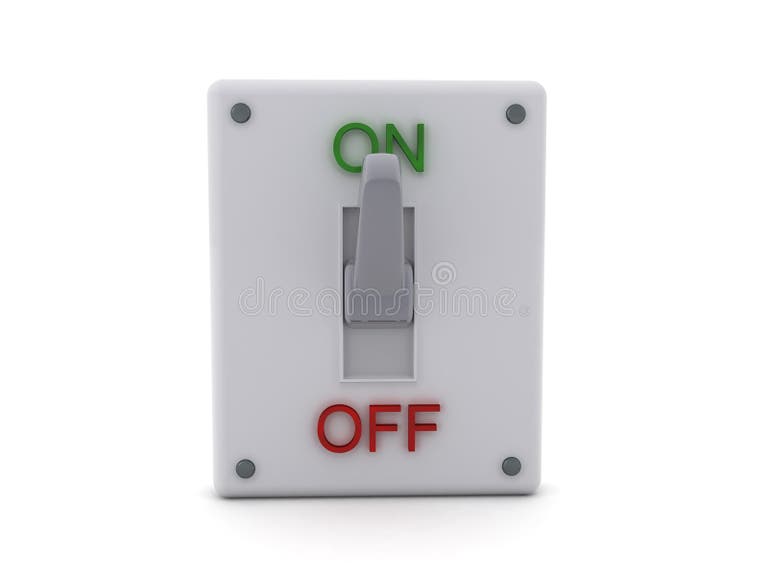 3D Rendering of on OFF Switch Button Switched on Stock Illustration ...