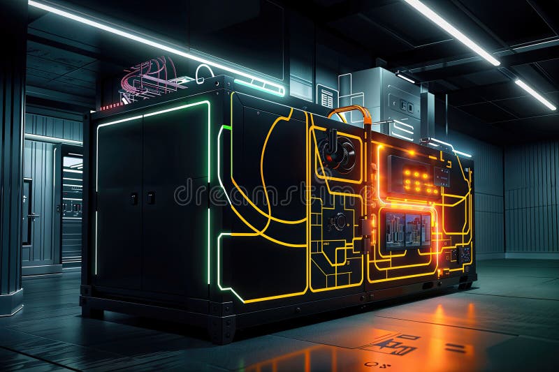 3D Rendering of a Power Electrical Distribution Installation in a Room ...