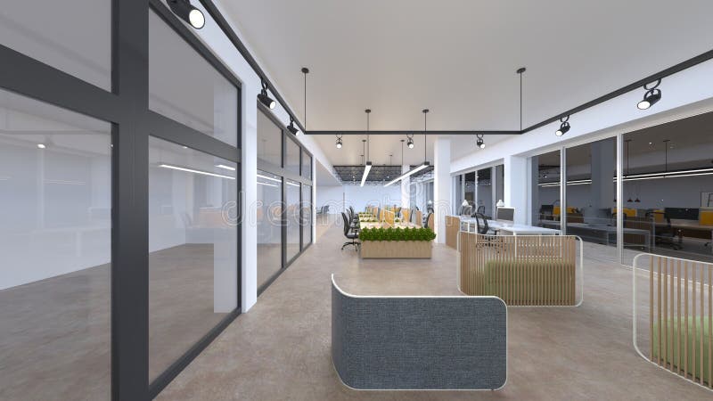 3D Rendering of the Office Space Stock Illustration - Illustration of ...
