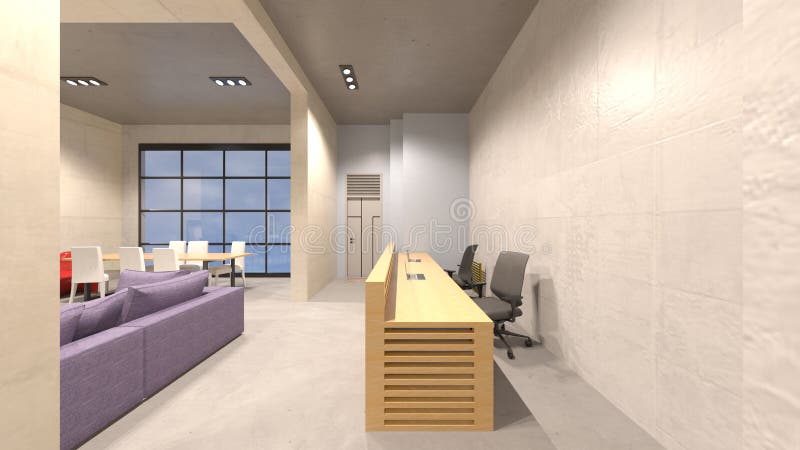 3D Rendering of the Office Space Stock Illustration - Illustration of ...