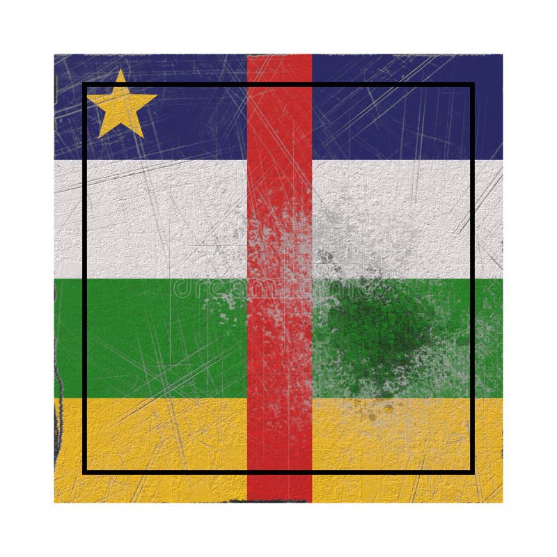 Central African Republic Flag in Concrete Square Stock Illustration ...